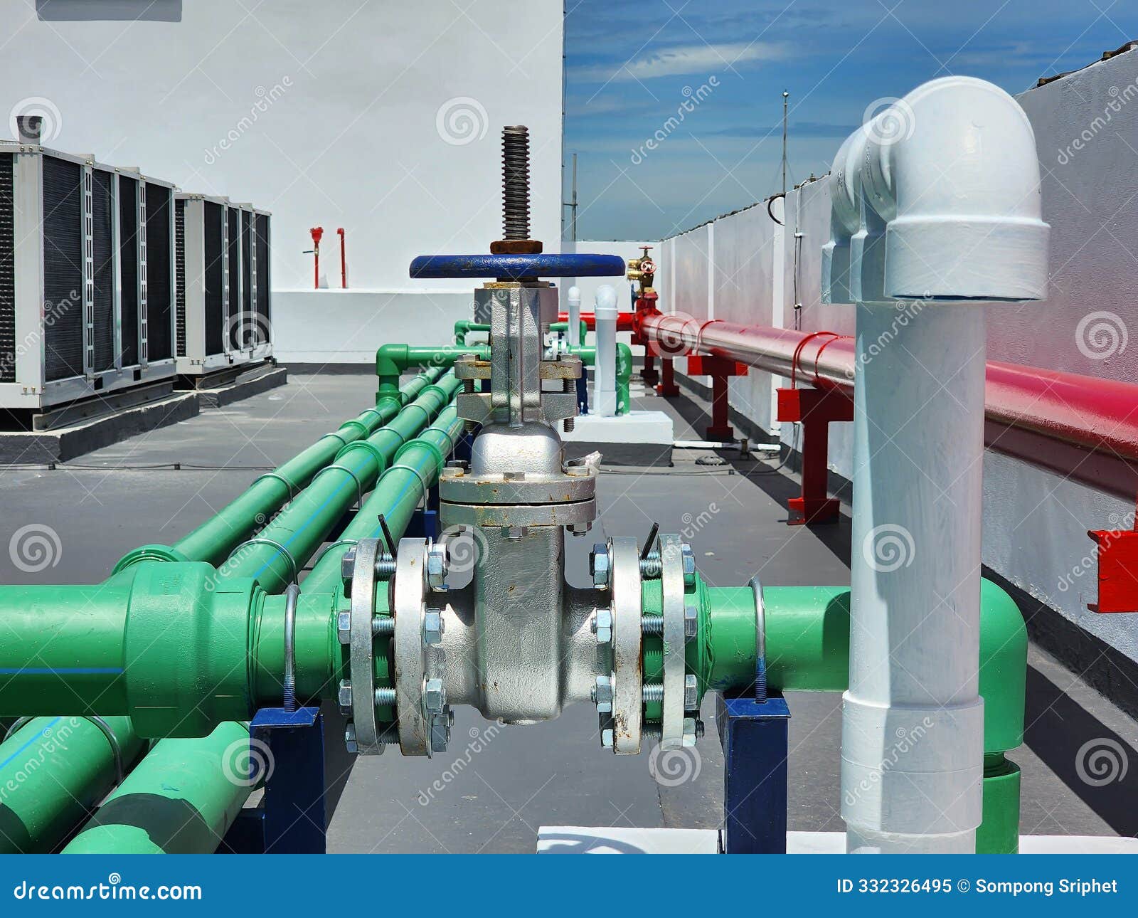 Water Pipes and Water Tanks on the Building Stock Image - Image of ...
