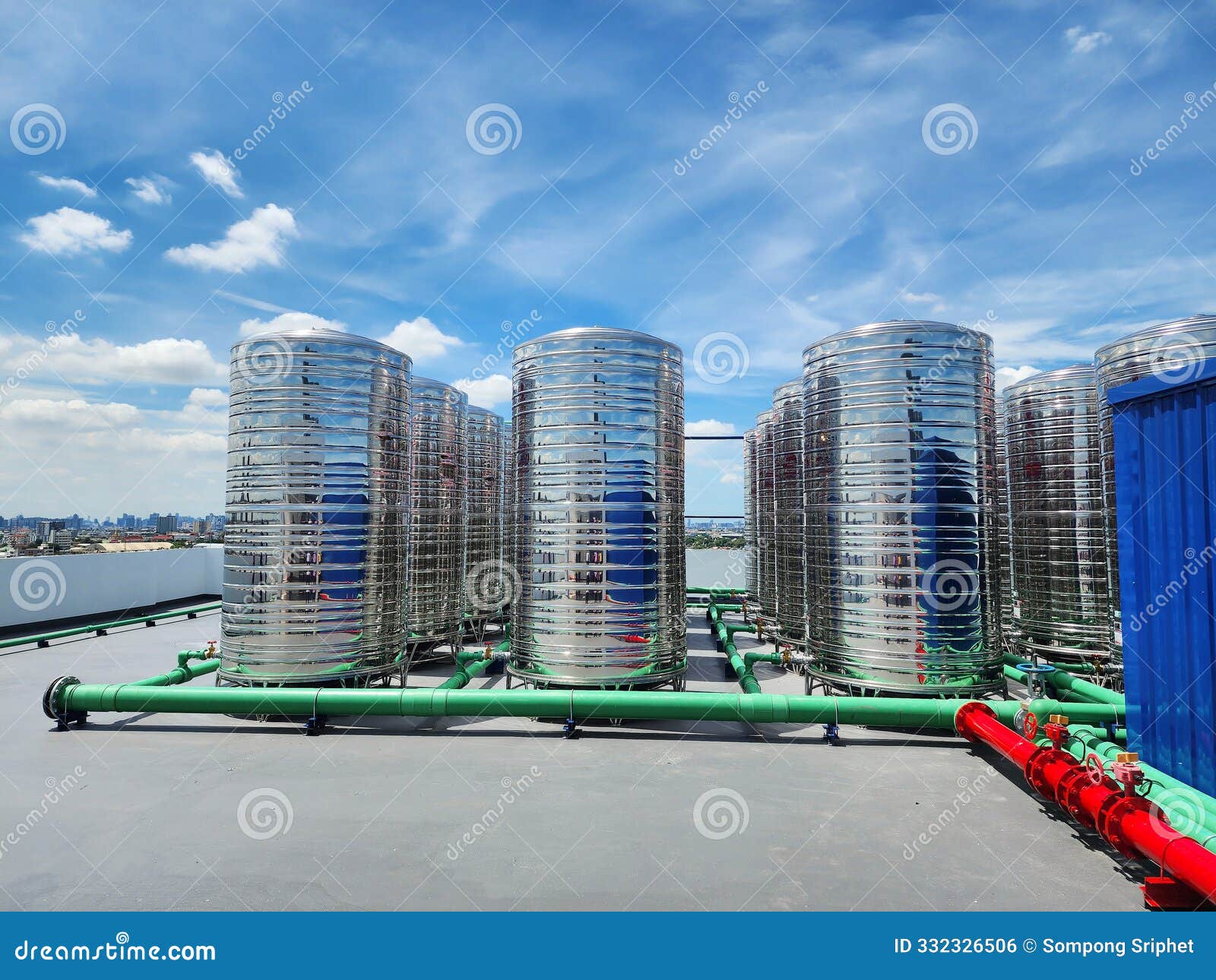 Water Pipes and Water Tanks on the Building Stock Photo - Image of ...