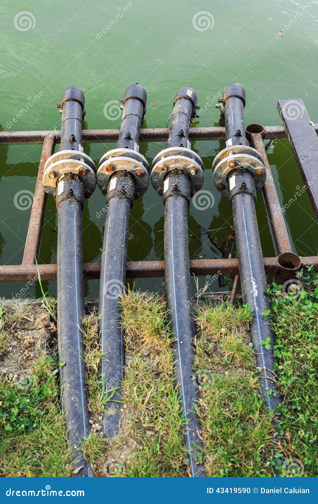 Water Pipes To Drain the Lake Stock Photo - Image of shore, environment ...