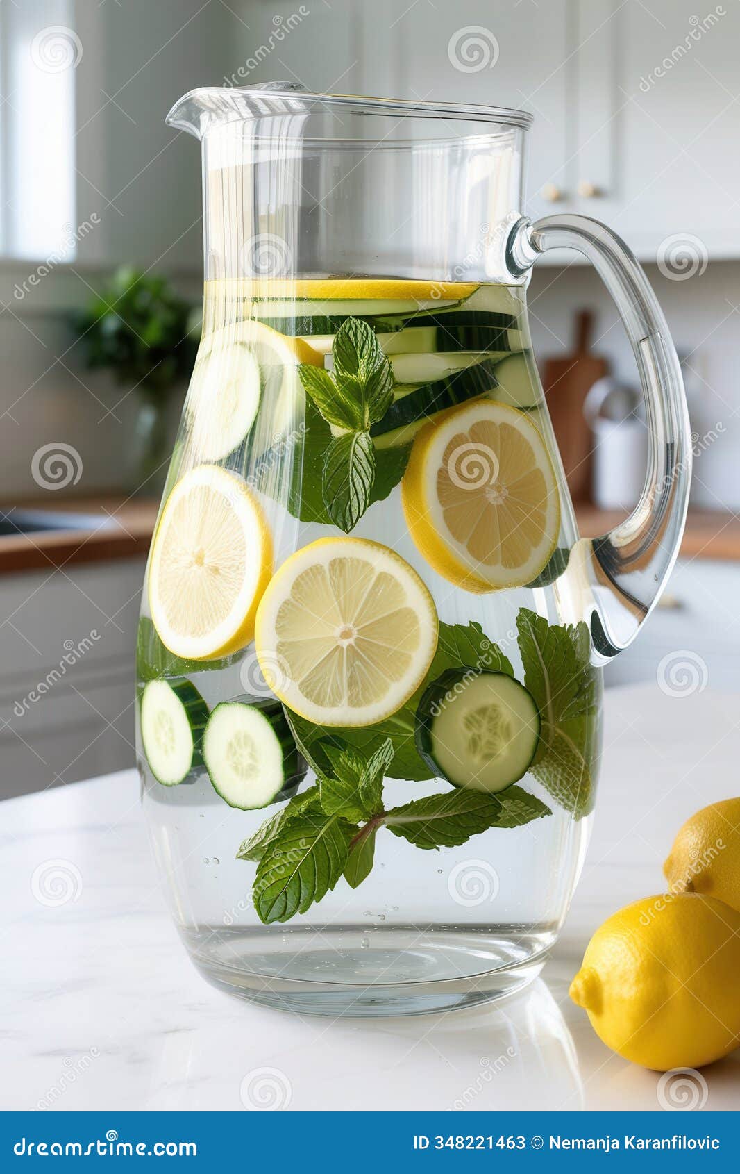 Lemon, Cucumber, Blueberry And Rosemary Flying With Ices And Water ...