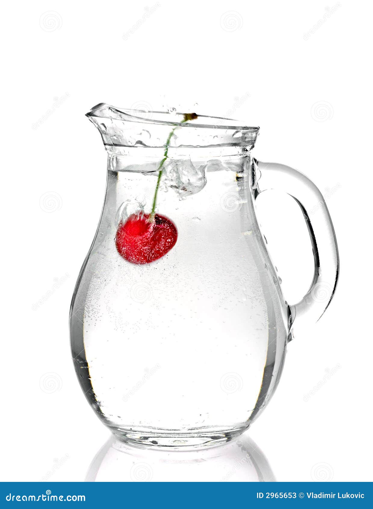 Water Pitcher with Red Cherry Stock Image - Image of natural ...