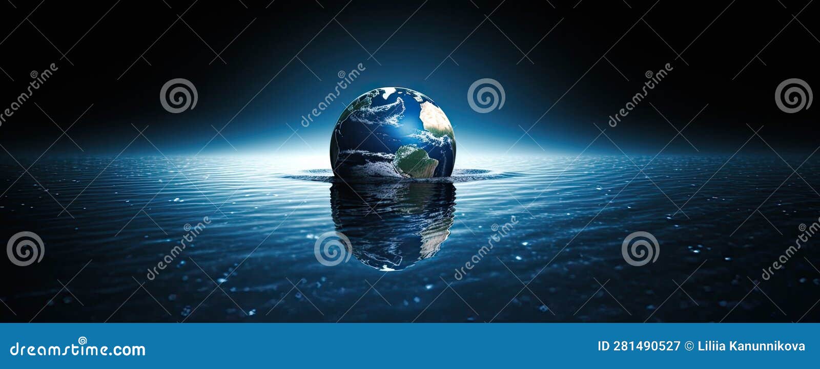 Water, Planet and Climate Change with the Earth in a Puddle As a Symbol ...