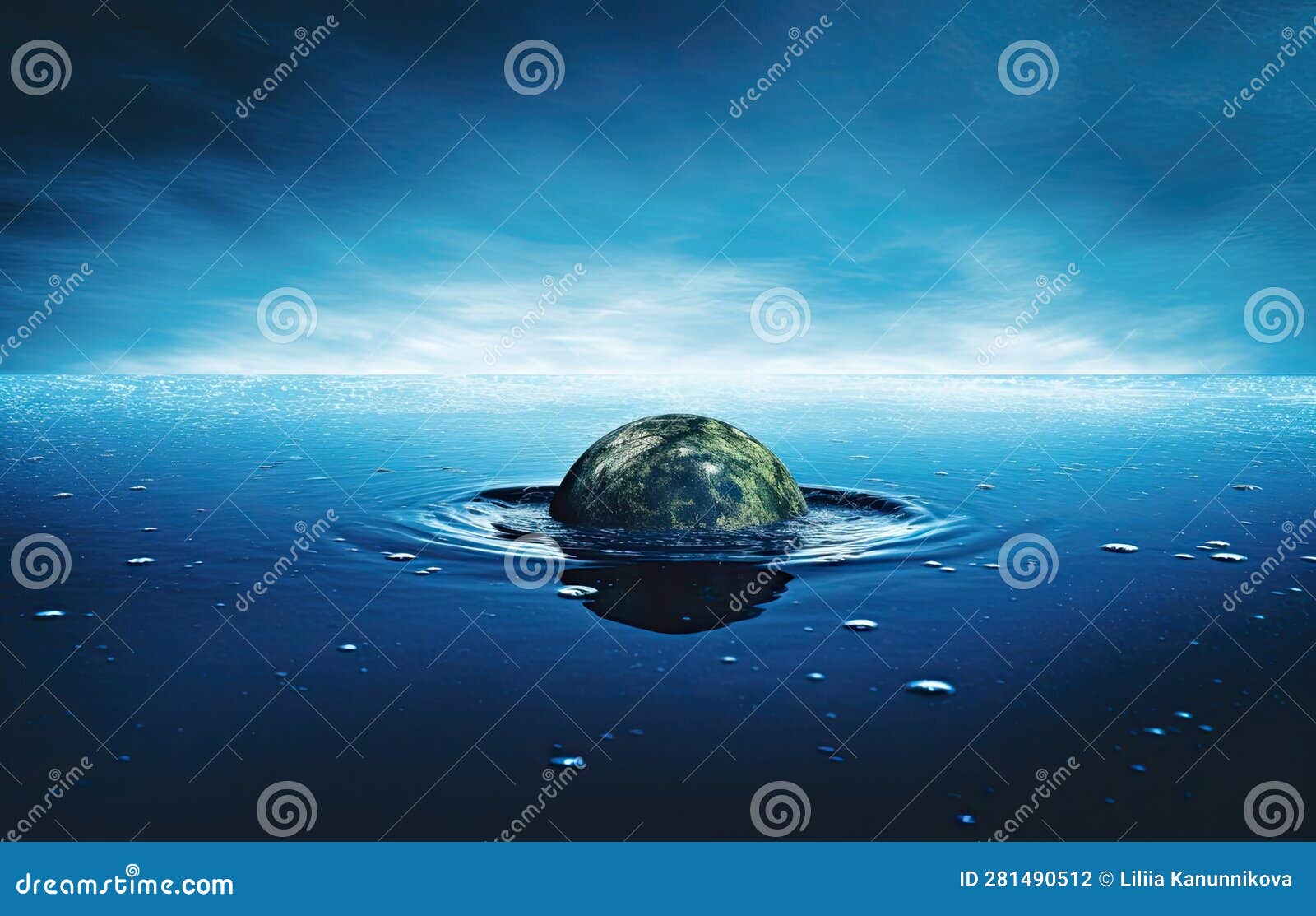 Water, Planet and Climate Change with the Earth in a Puddle As a Symbol ...