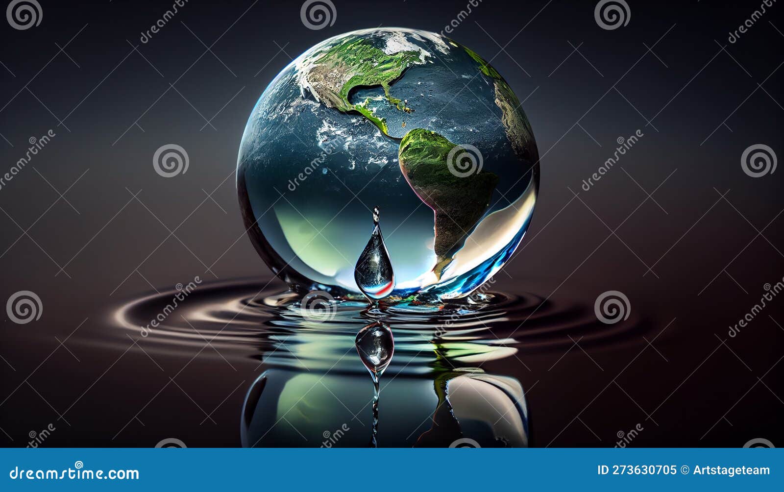 Water, Planet and Climate Change with the Earth in a Puddle As a Symbol ...