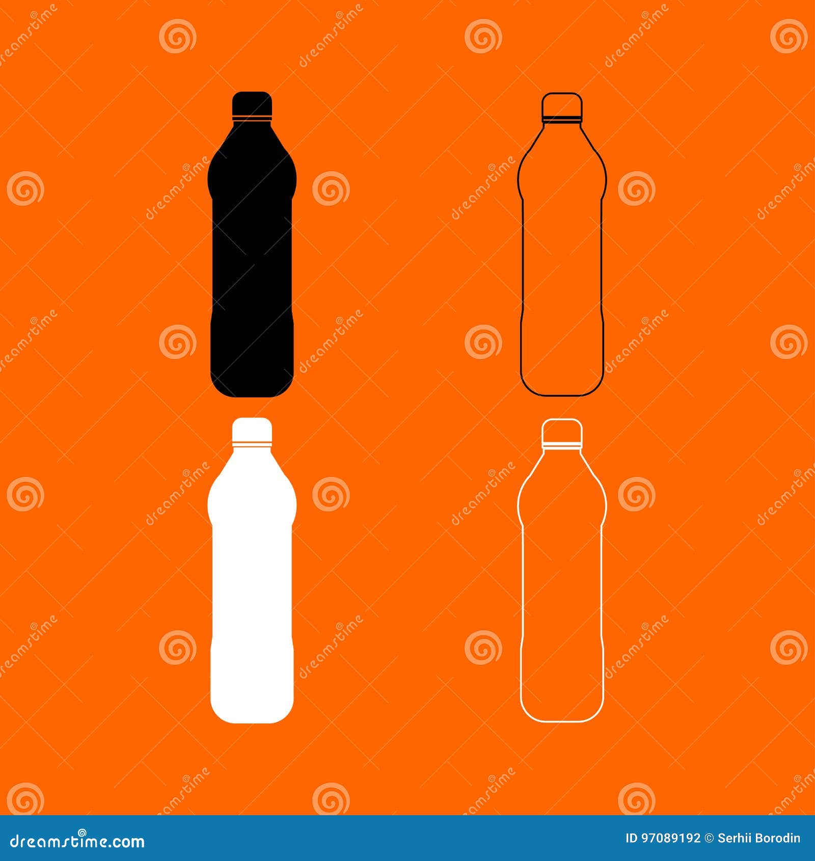 Water Plastic Bottle Black and White Set Icon . Stock Vector ...