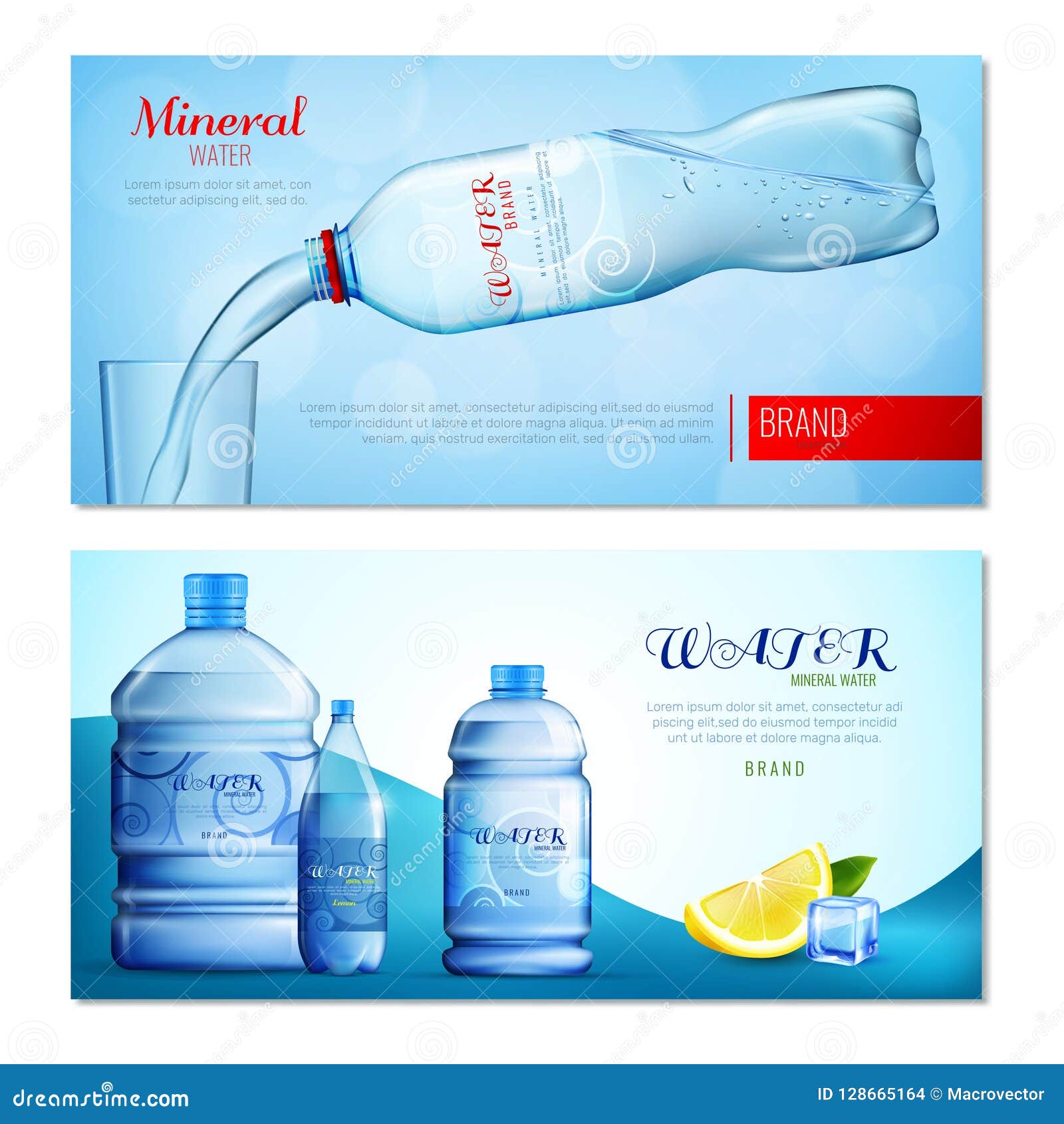 Water in Plastic Bottle Horizontal Banners Stock Vector - Illustration ...