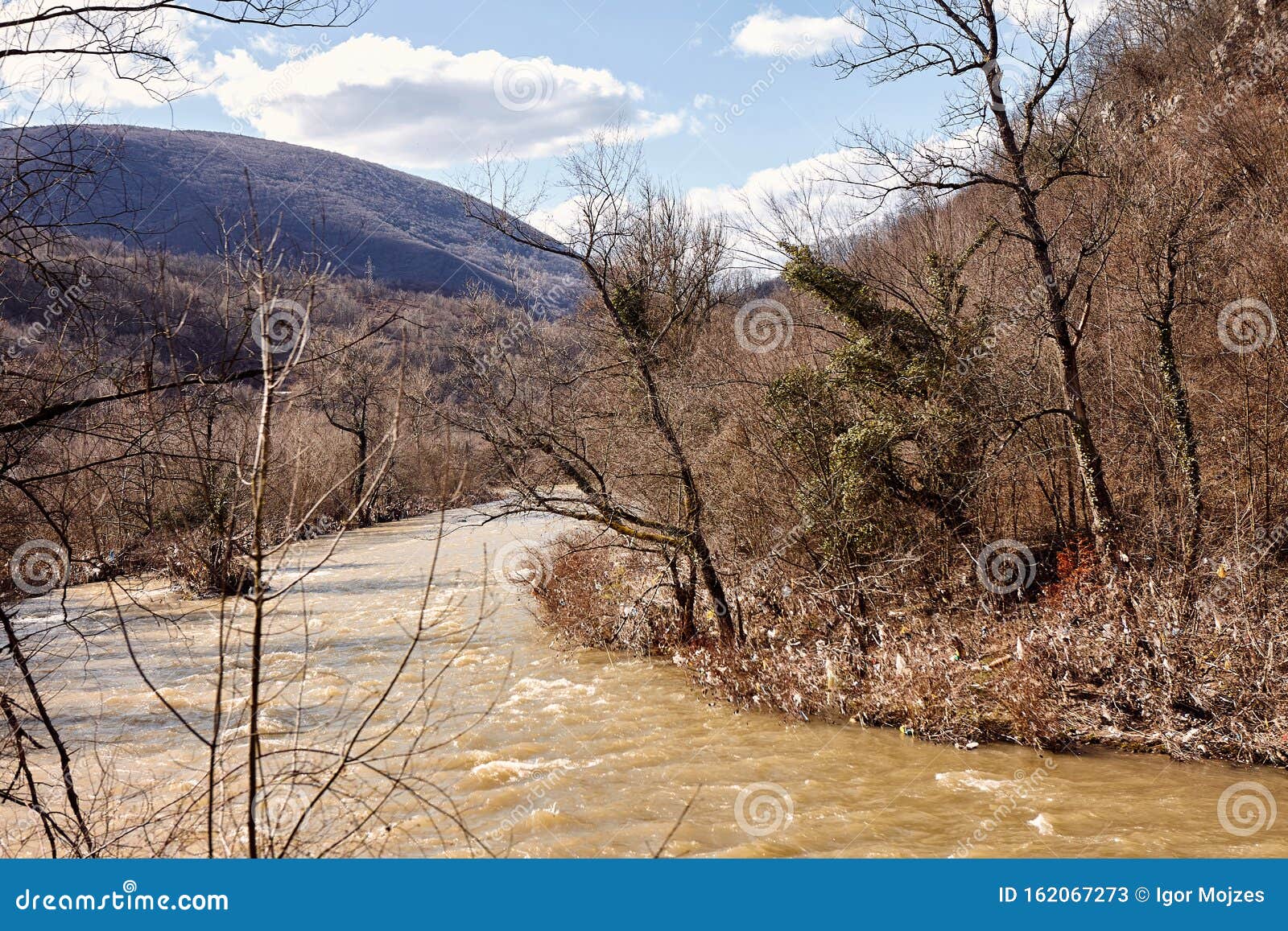 Water Plastic Pollution. People Dumping Garbage into River, Trowing ...