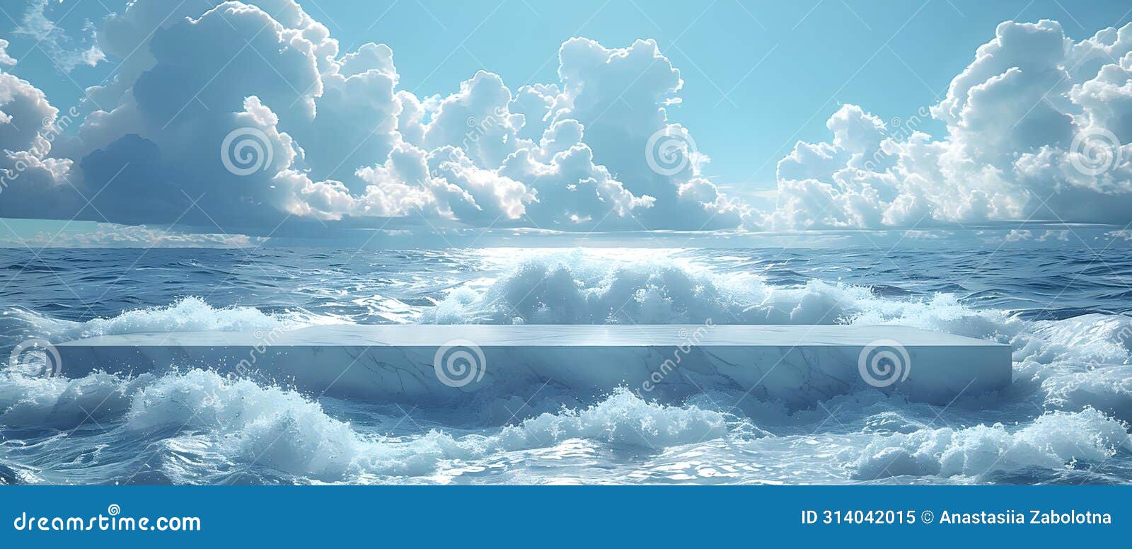 Water Podium with Sky Backdrop Waves and Splashes for Product Promotion ...