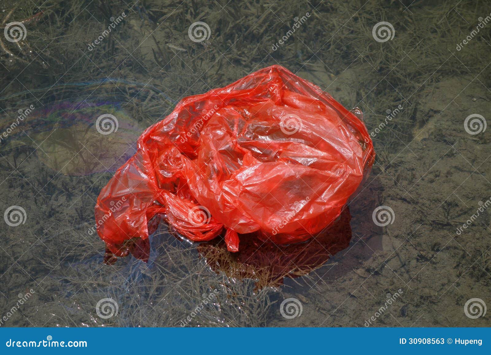 Water Pollution ,Plastic Bags in the Water Stock Image - Image of ...