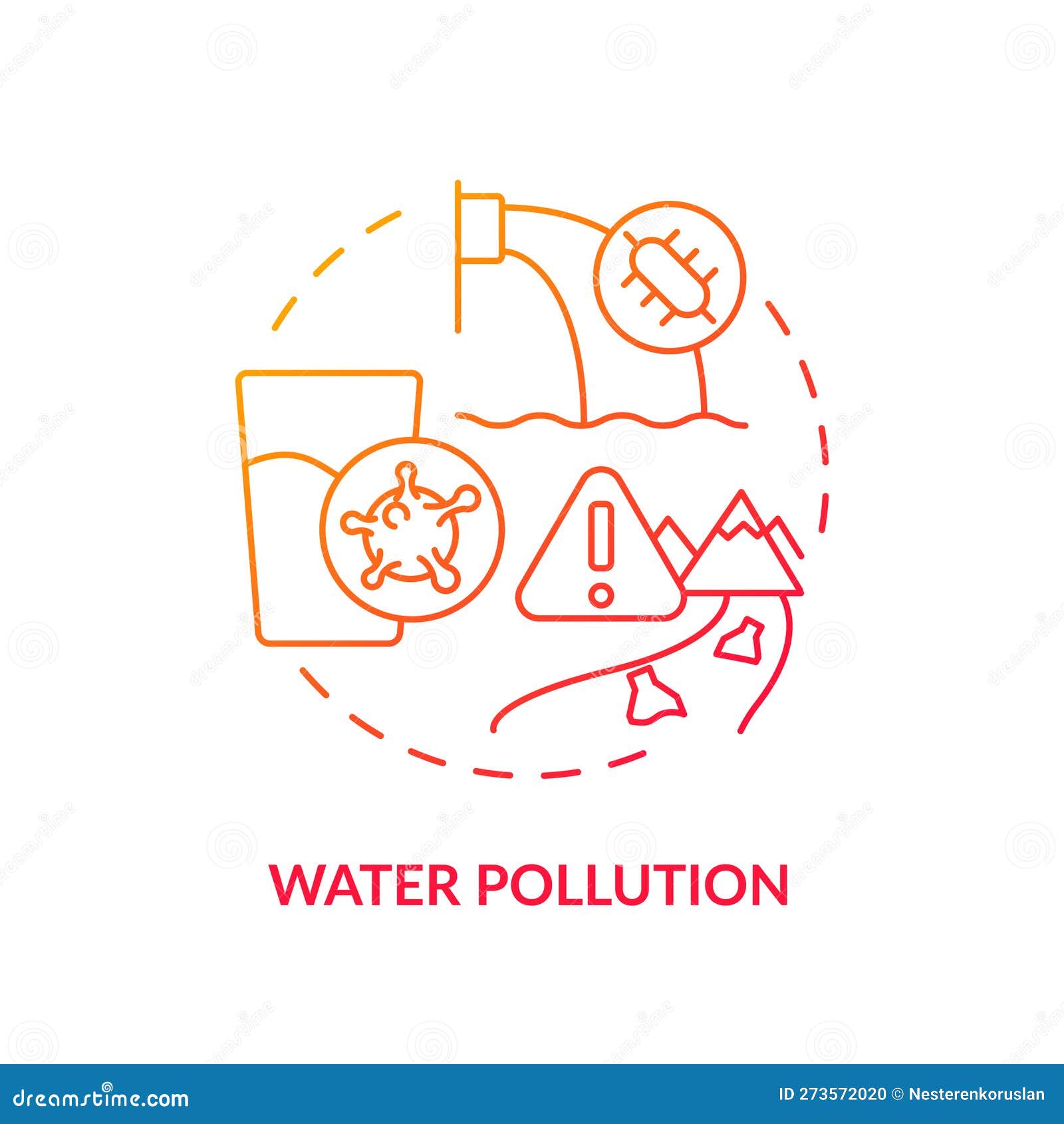 Water Pollution Red Gradient Concept Icon Stock Vector - Illustration ...