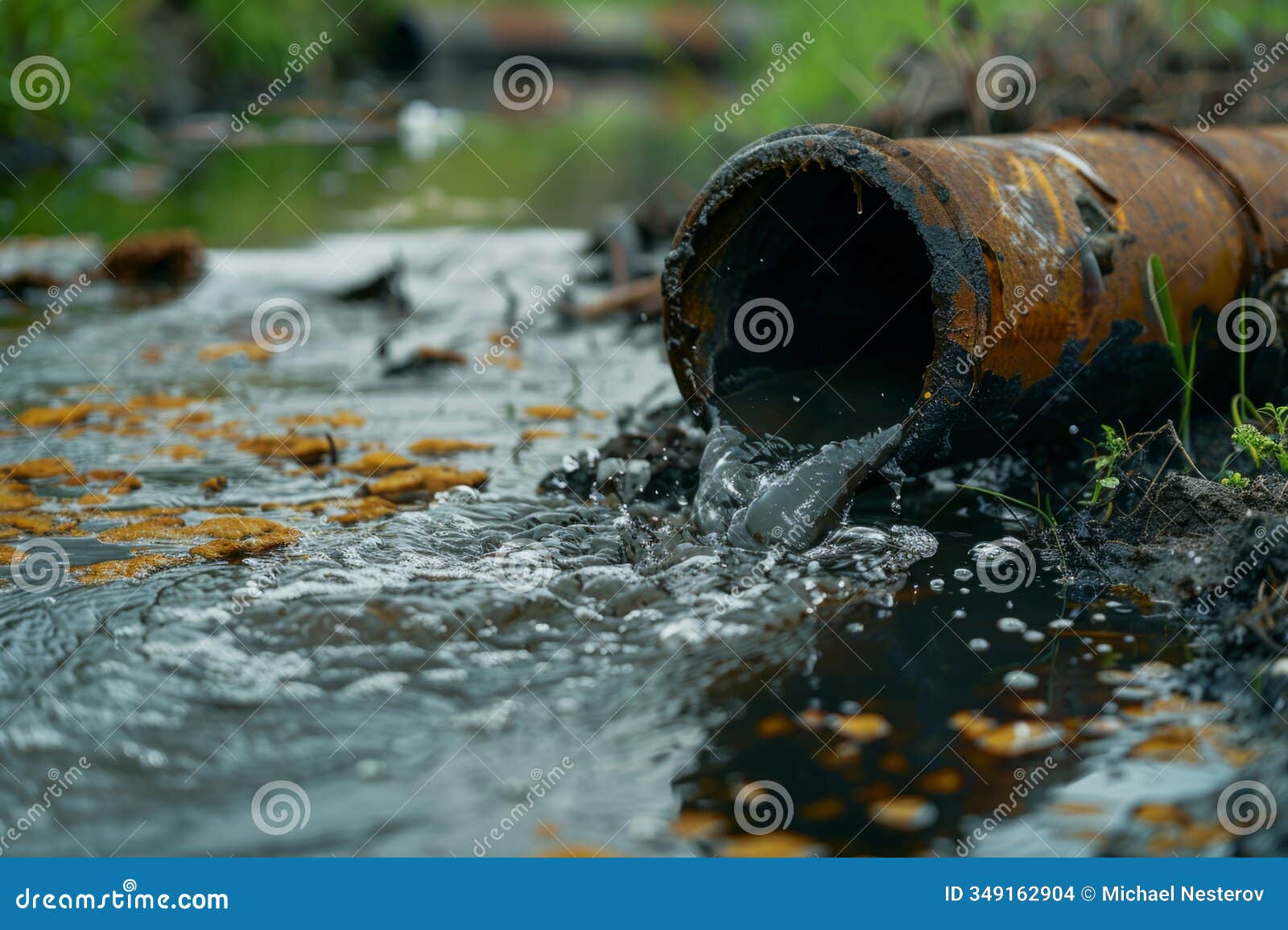 Water Pollution in River, Pipe with Waste Stock Photo - Image of dump ...