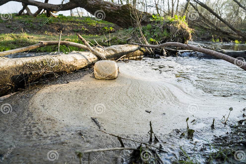 Water Pollution on River Surface. Water Pollution Problem. Garbage in ...