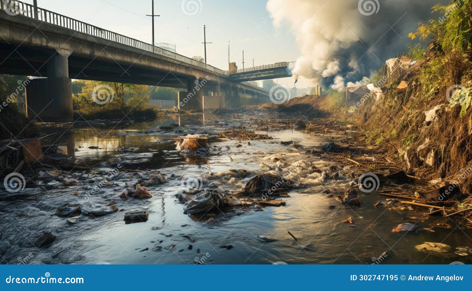 Water Pollution in River with Trash. Stock Image - Image of lake ...