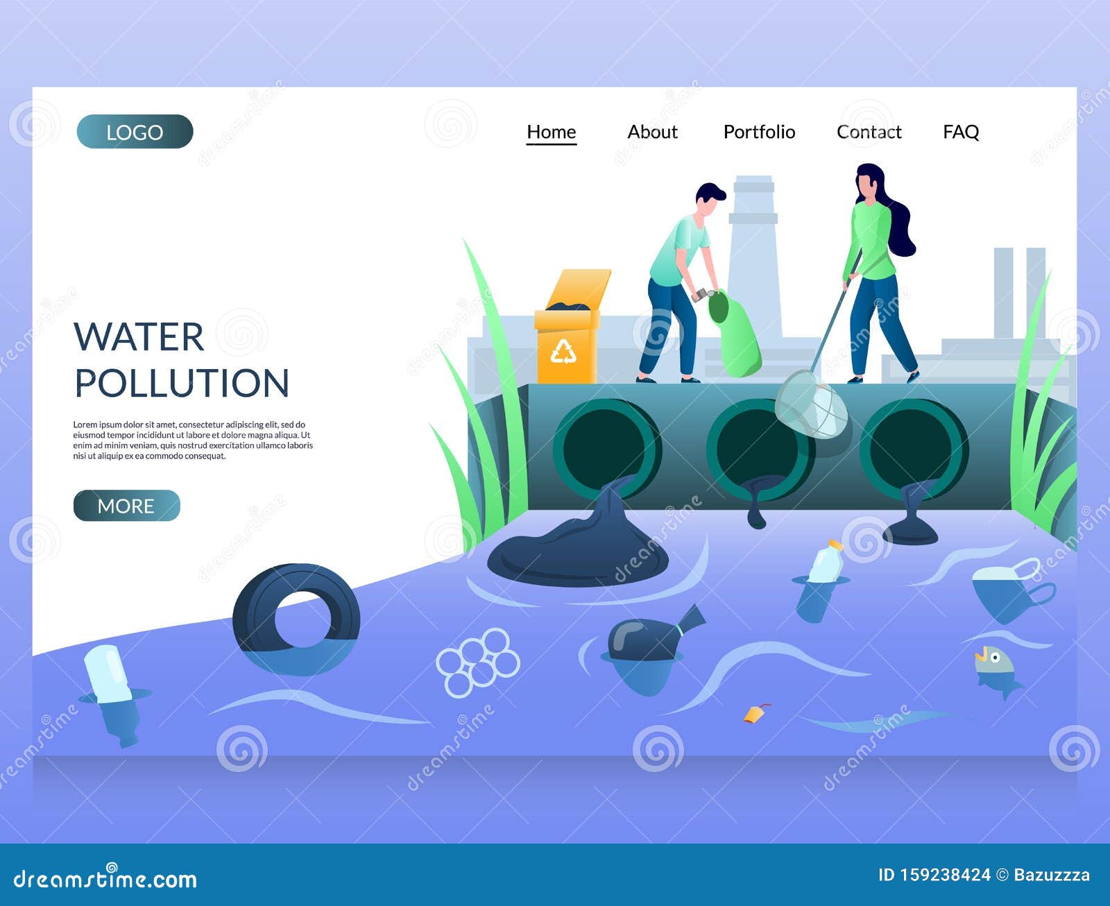 Water Pollution Vector Website Landing Page Design Template Stock ...