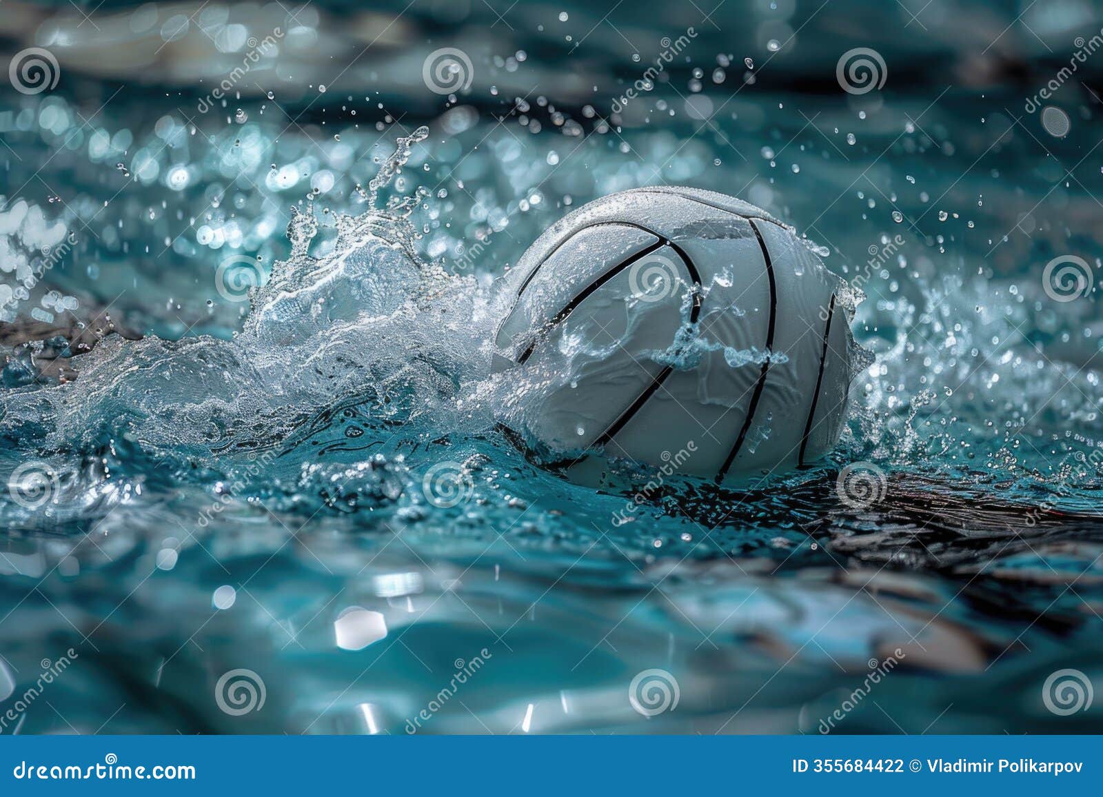 A Water Polo Ball in Motion Underwater, Creating a Splash Stock Photo ...