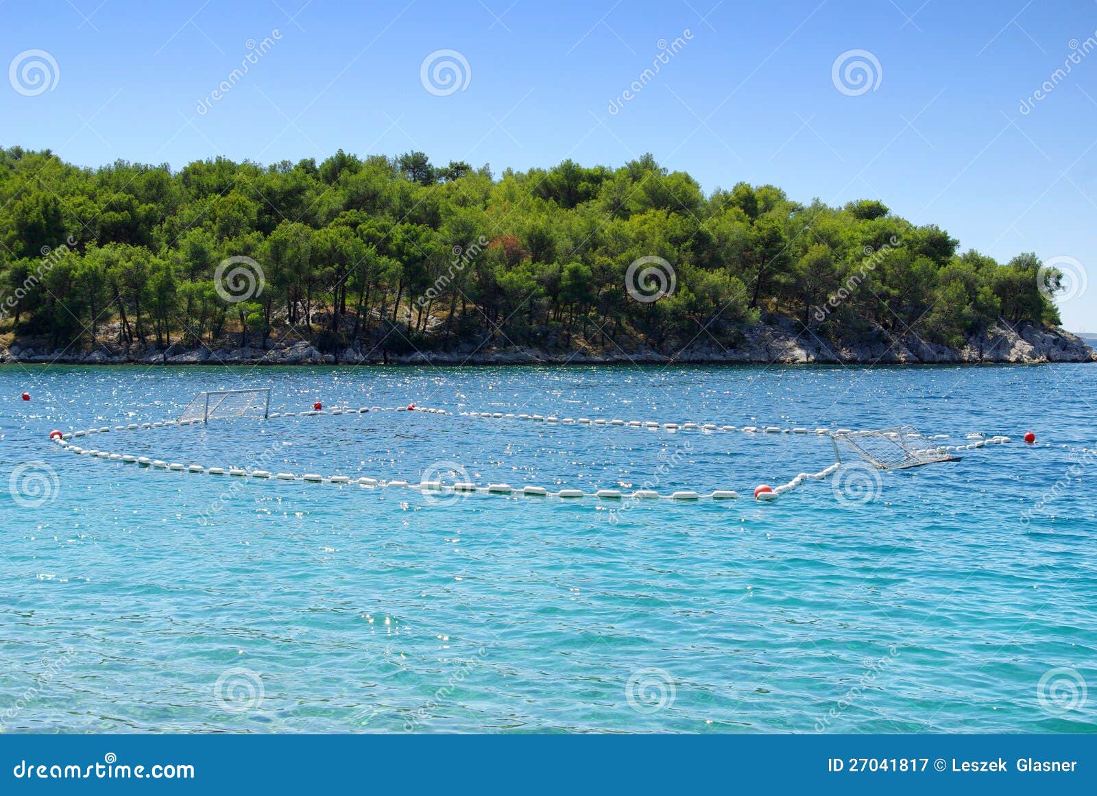 Water Polo Goals and Beach by the Sea Stock Image - Image of beach ...