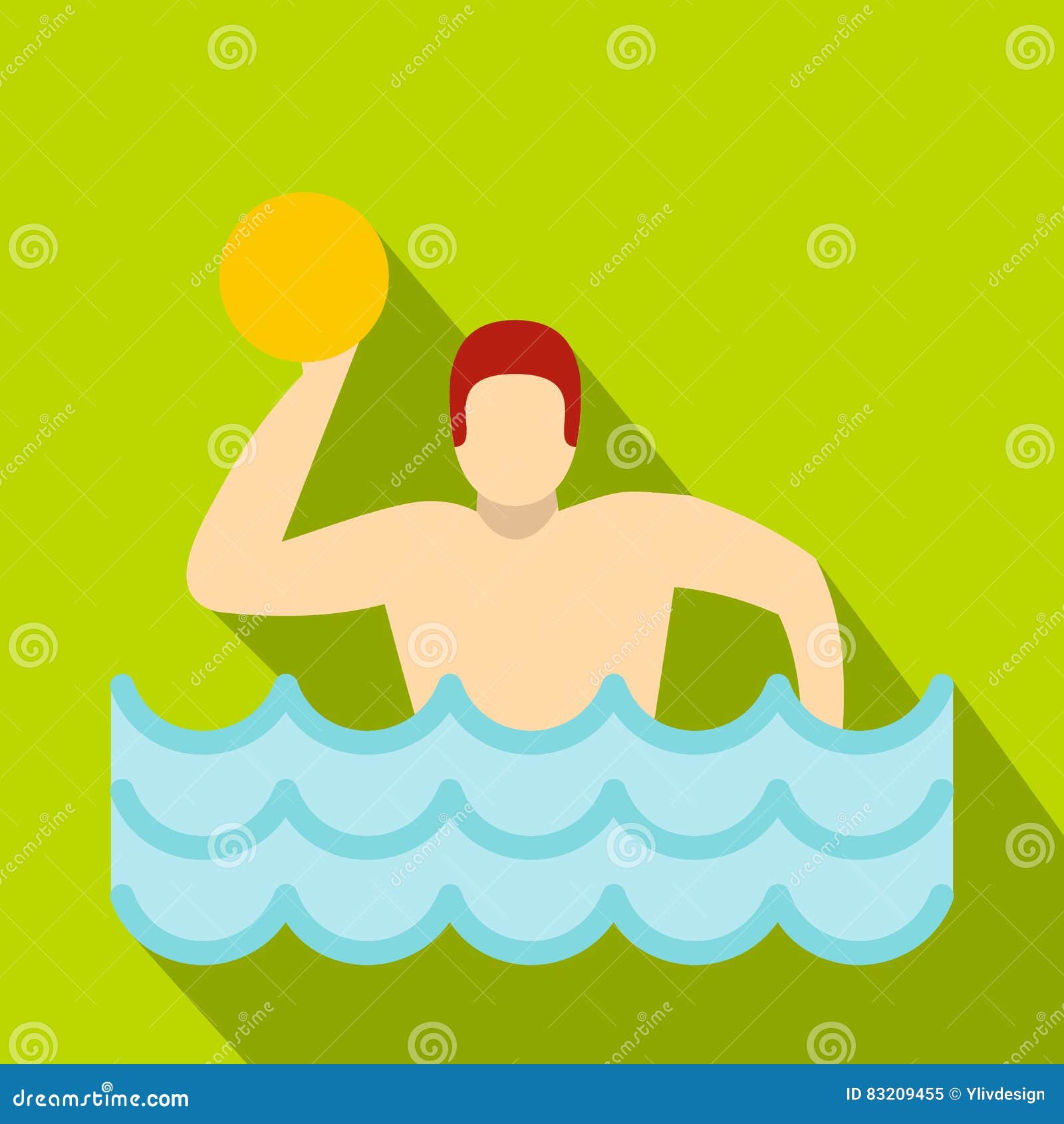 Water Polo Player in Swimming Pool Icon Flat Style Stock Vector ...