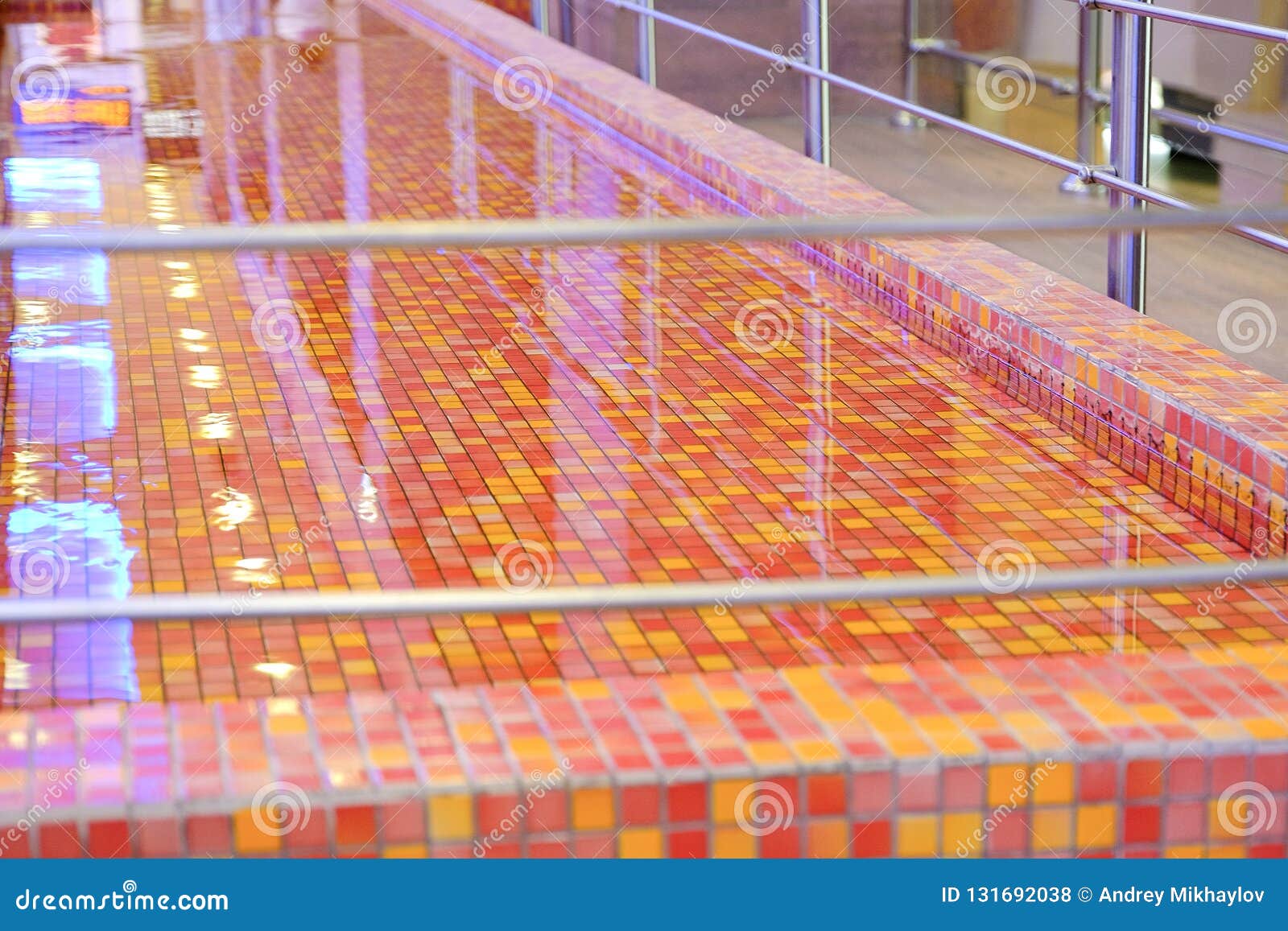 Water in the Pool with Red-orange Decorative Tiles Stock Photo - Image ...
