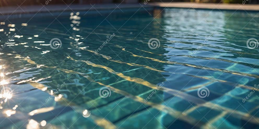 Water Pool with Sun Reflection and Floor Tiling. Stock Photo - Image of ...