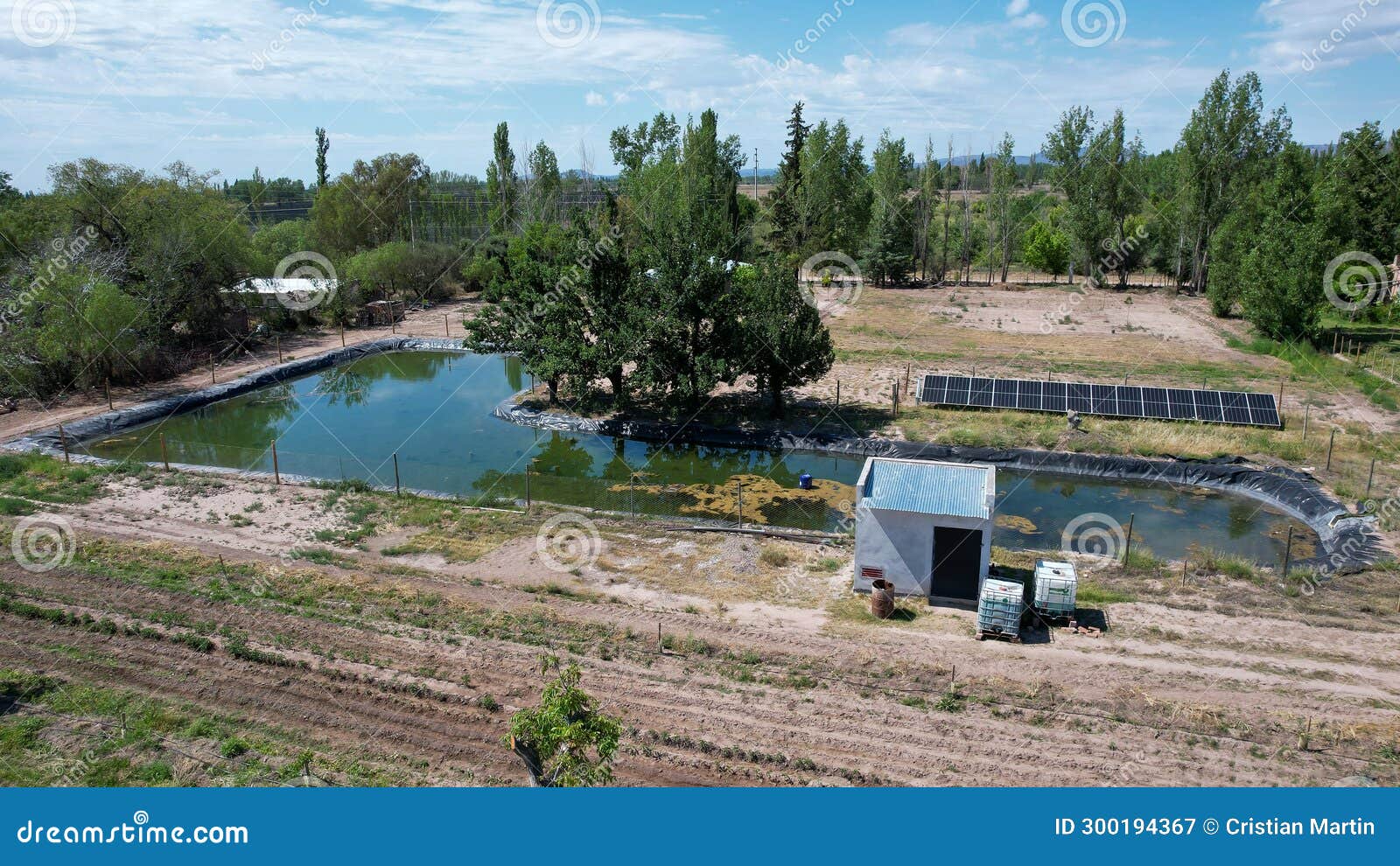 Water Pool, Together with Solar Pumping for Field Irrigation. Water ...