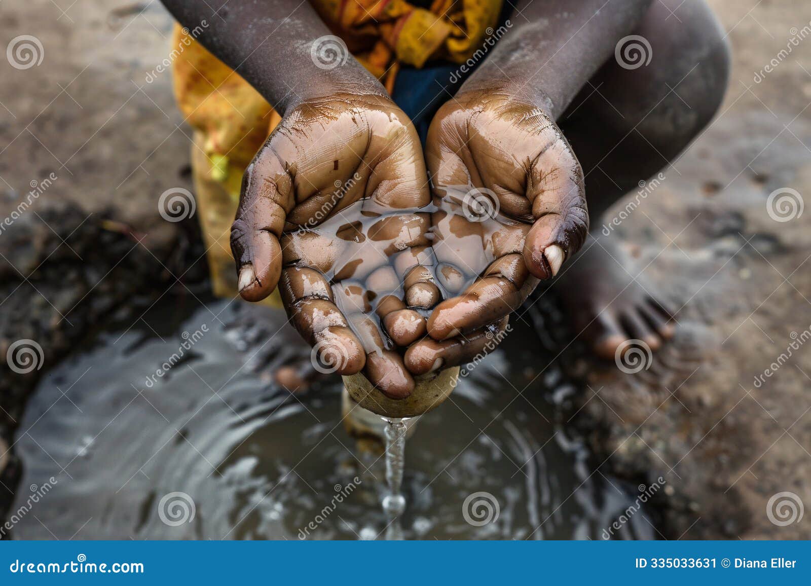 Hands of a Poor Child with Water Stock Illustration - Illustration of ...