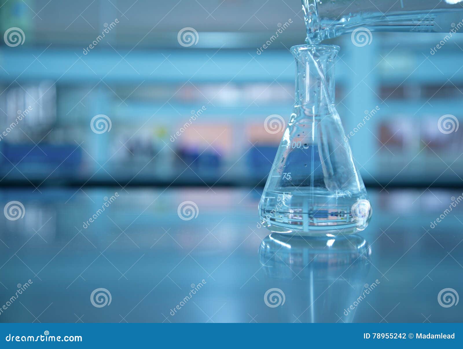 Water Poring in the Flask at Lab Science Stock Photo - Image of ...