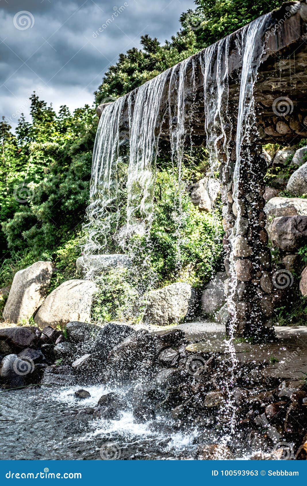 Waterfall from above. stock image. Image of mono, couple - 100593963