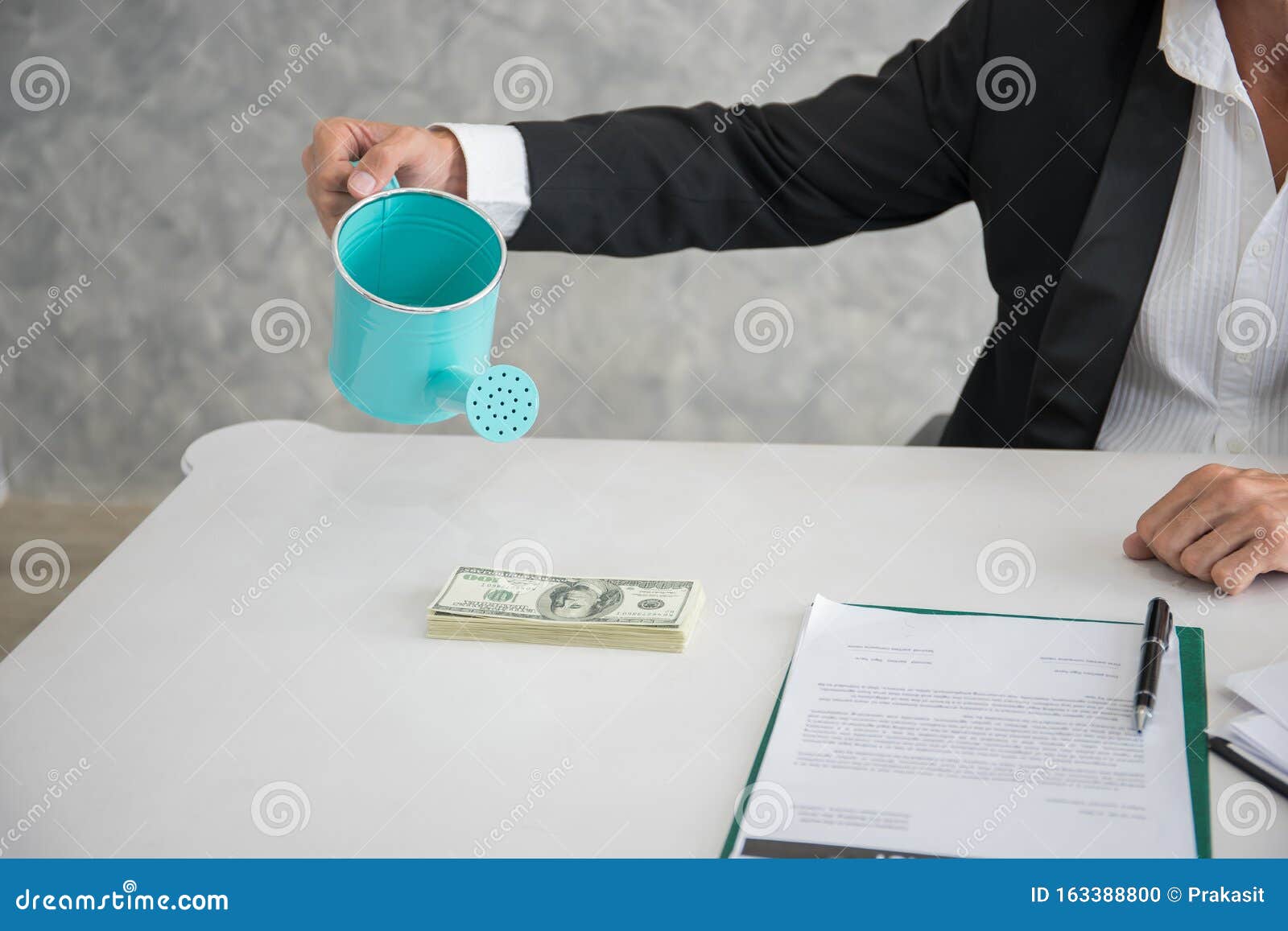Water Pouring on Dollar Banknotes Stock Photo - Image of green, invest ...