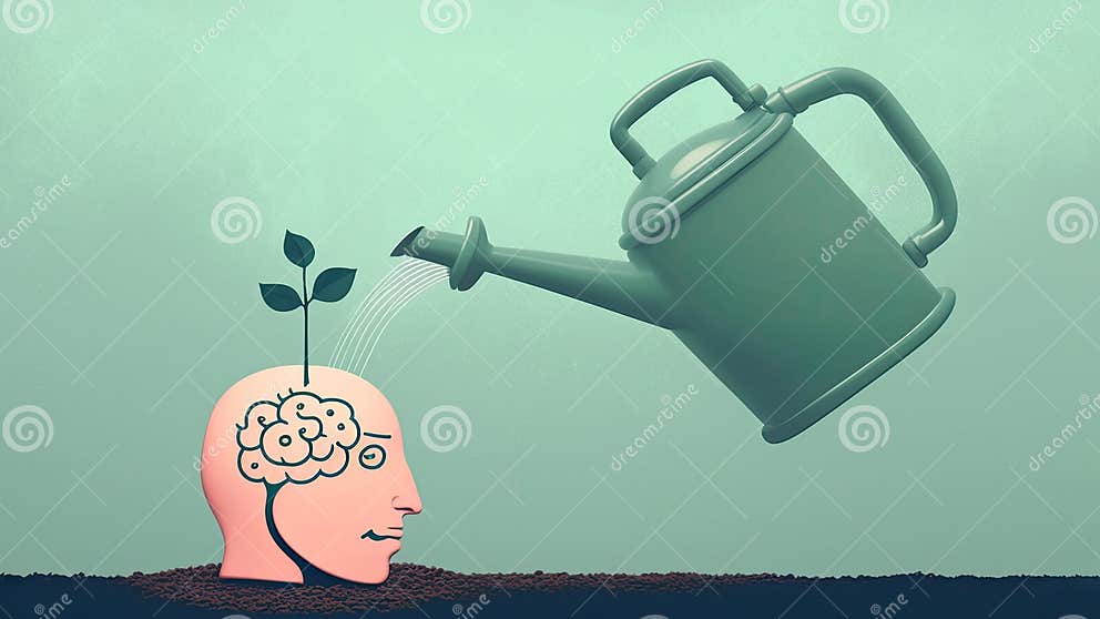Water Pouring Human Brain with Watering Can Development of Intelligence ...