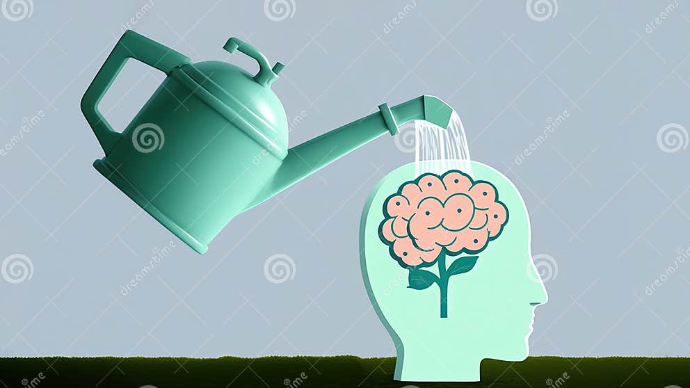 Water Pouring Human Brain with Watering Can Development of Intelligence ...
