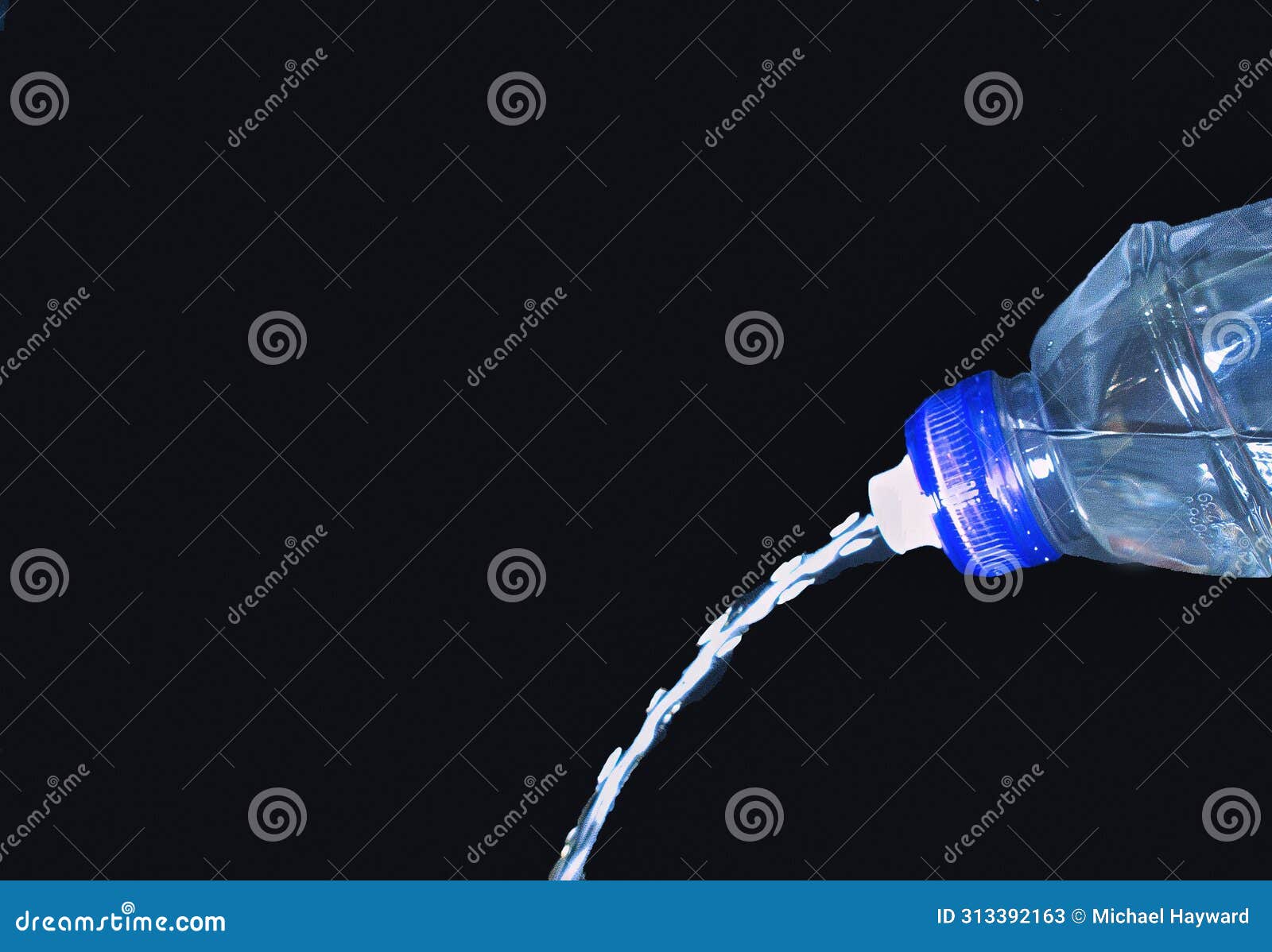 Mineral Water Pouring Out of Plastic Bottle on a Black Background Stock ...