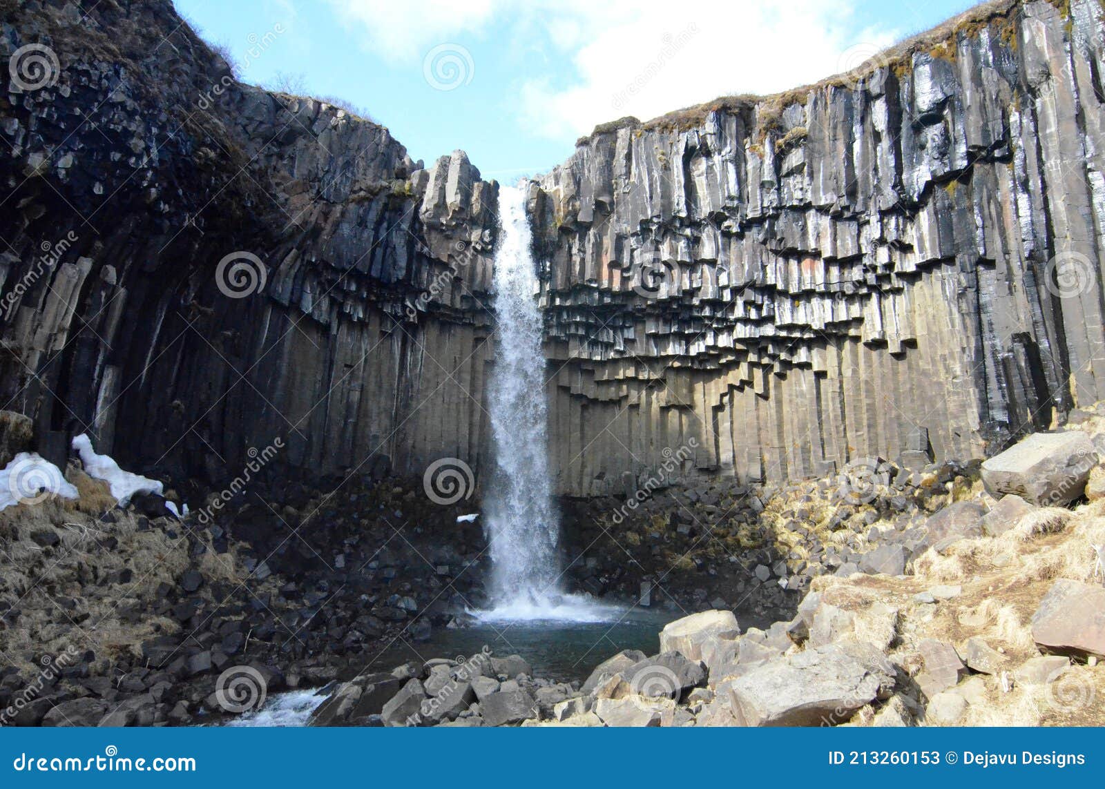 Water Pouring Over a Basalt Column Waterfall Stock Image - Image of ...