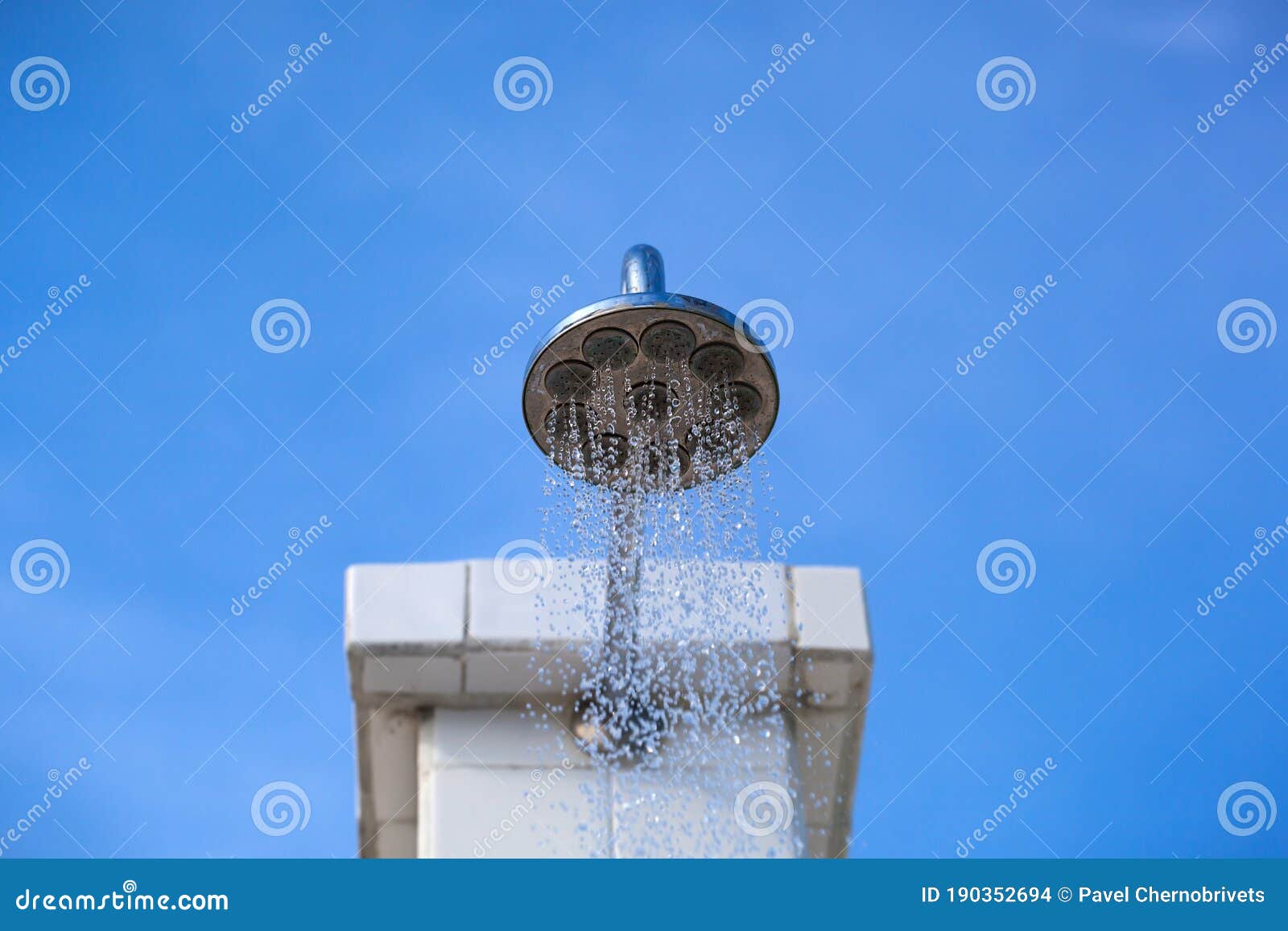Water pouring from shower stock photo. Image of purity - 190352694