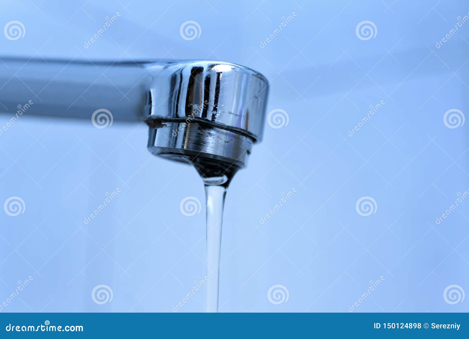 Water Pouring from Tap, Closeup. Water Saving Concept Stock Photo ...