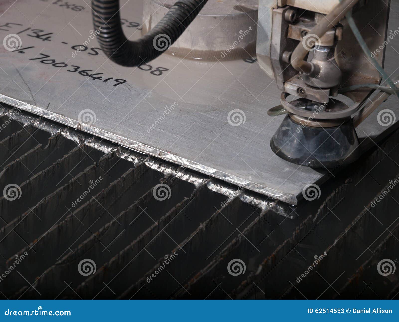 Water Pressure Cutting through Stainless Steel Stock Image - Image of ...