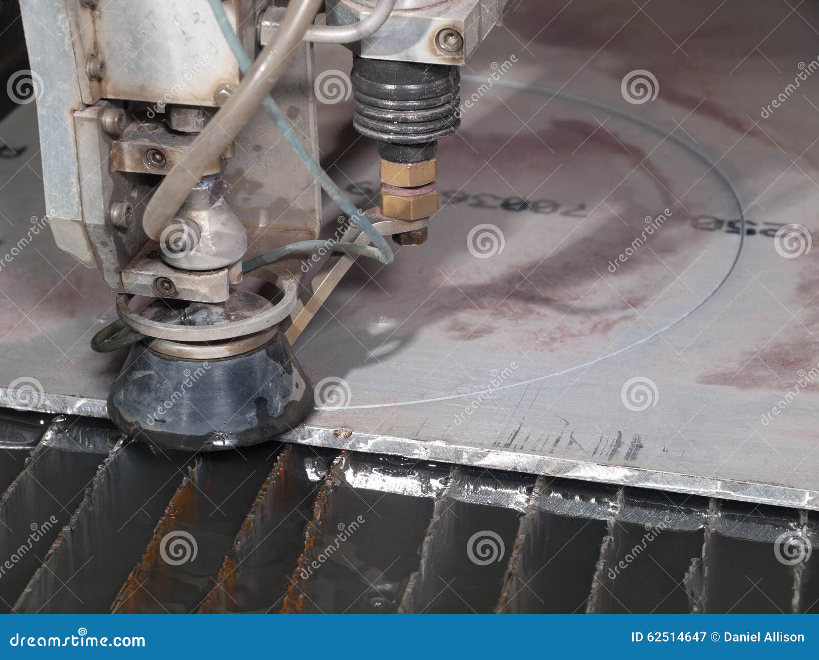 Water Pressure Cutting through Stainless Steel Stock Image - Image of ...