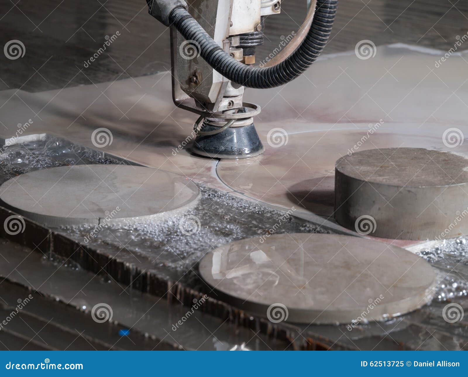 Water Pressure Cutting through Stainless Steel Materials Stock Image ...