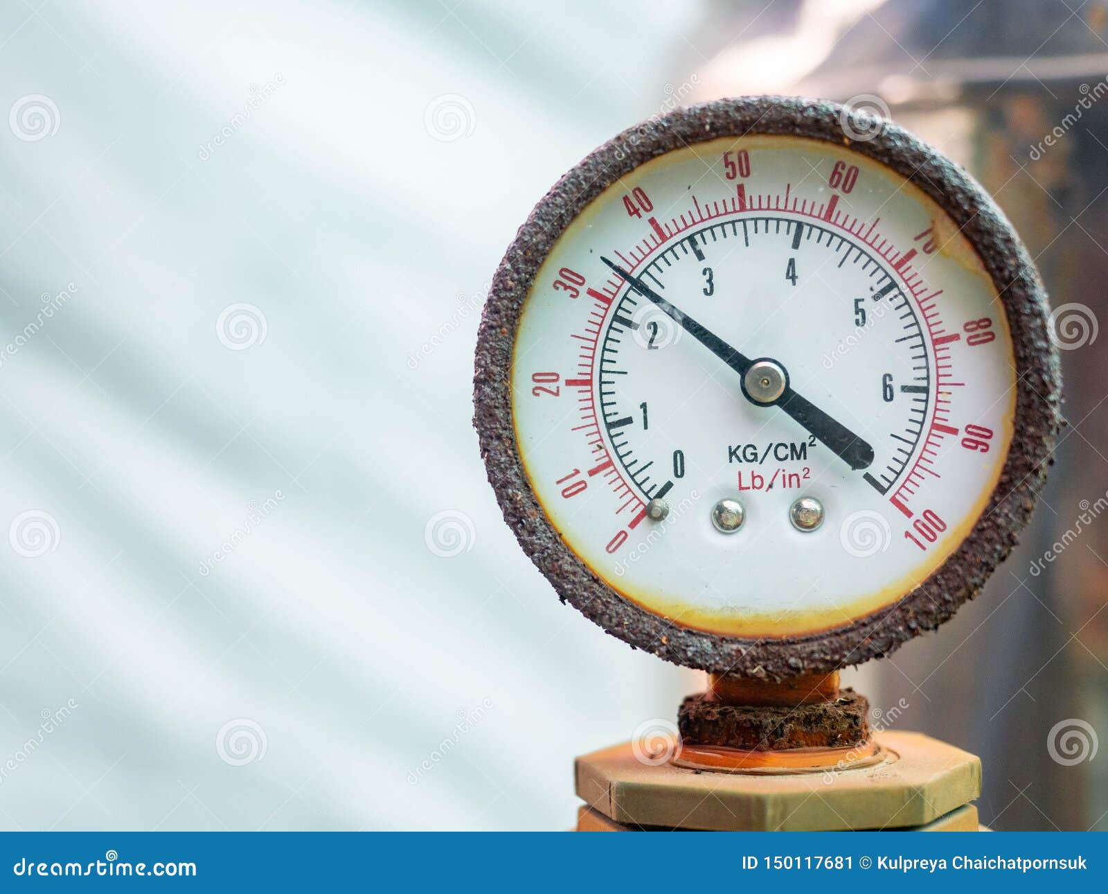 Water Pressure Gauge with Rust and Pipes of a Home System Stock Image ...