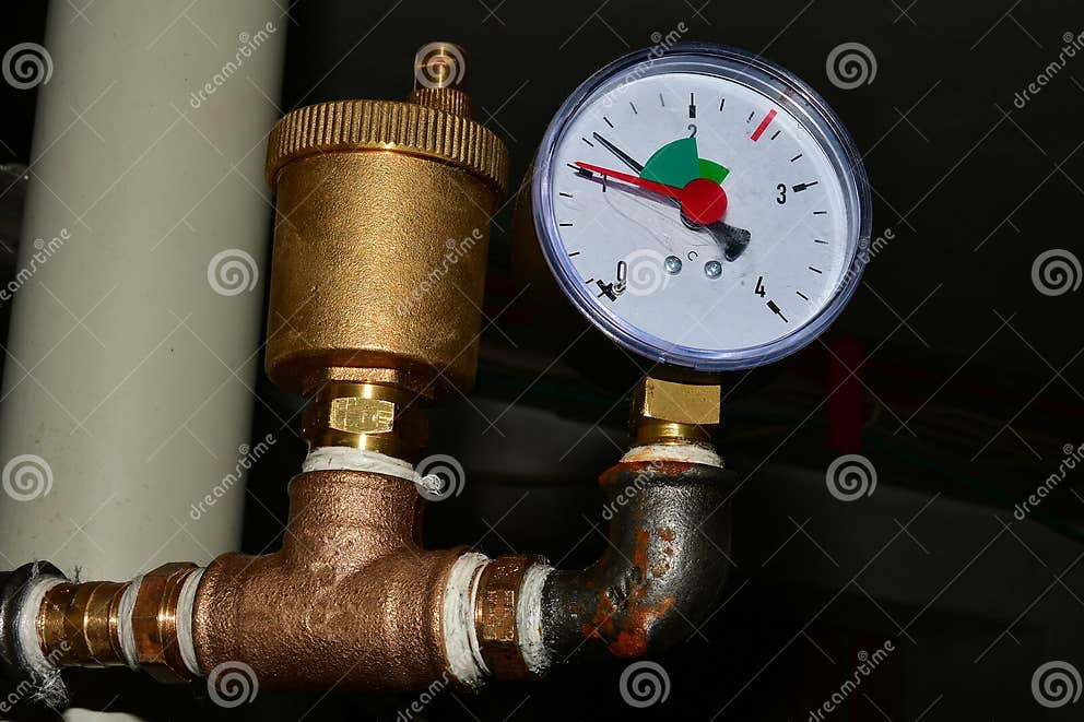 Water Pressure Indicator of a Heating Ssystem Stock Image - Image of ...
