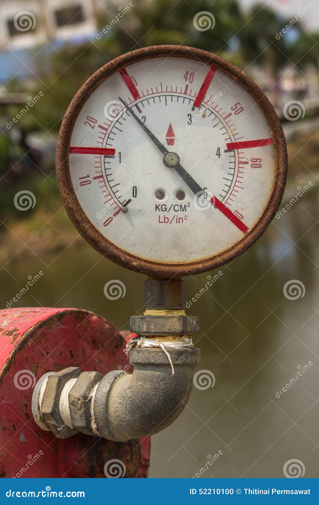 Water Pressure Meter Installed Stock Photo - Image of equipment, pipe ...
