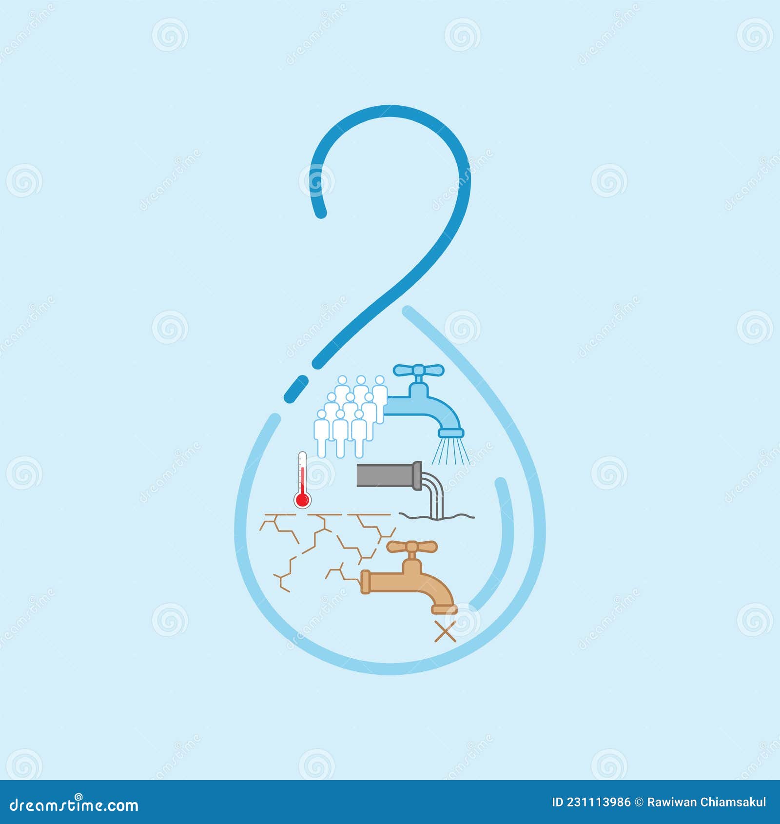 Overpopulation Water Management Vector Illustration | CartoonDealer.com ...