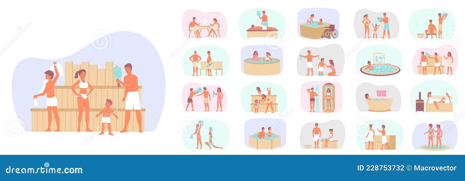 Water Procedures Flat Compositions Stock Vector - Illustration of ...