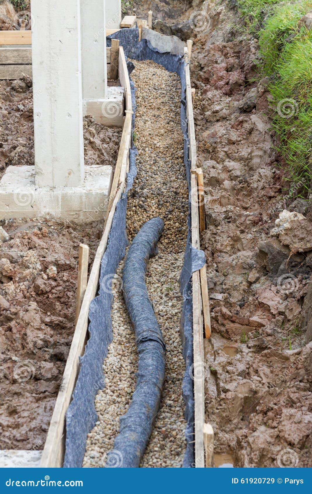 Water protection -drainage stock image. Image of construction - 61920729