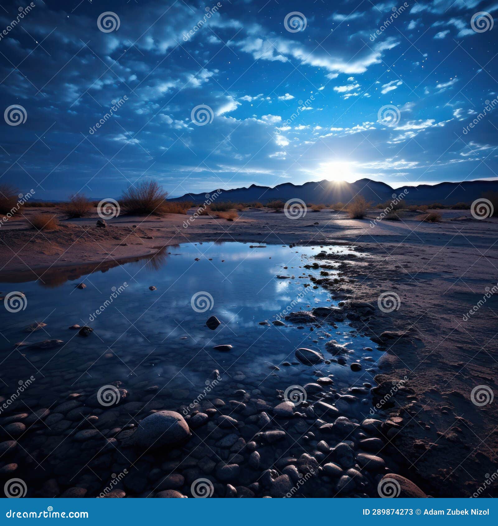 A water puddle in a desert stock illustration. Illustration of mirage ...