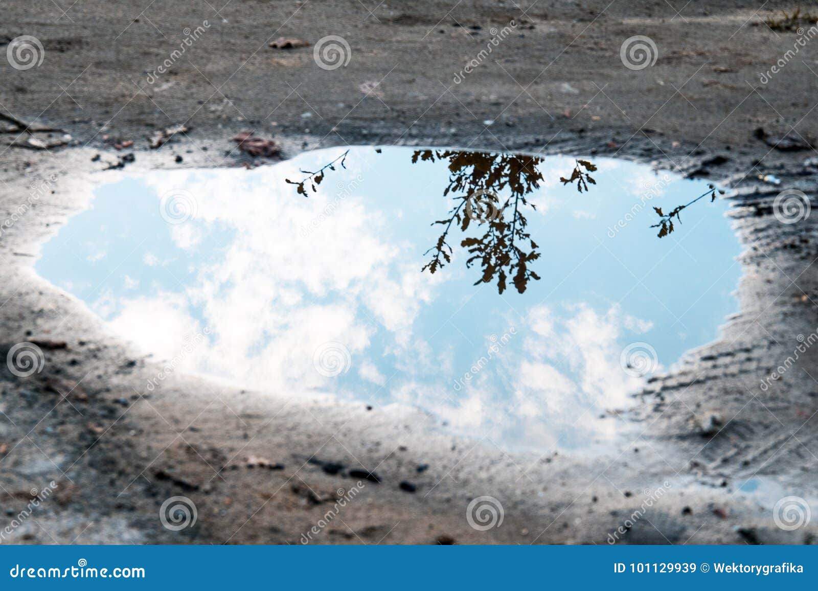 Water Puddle on the Ground Background Stock Image - Image of road, dark ...