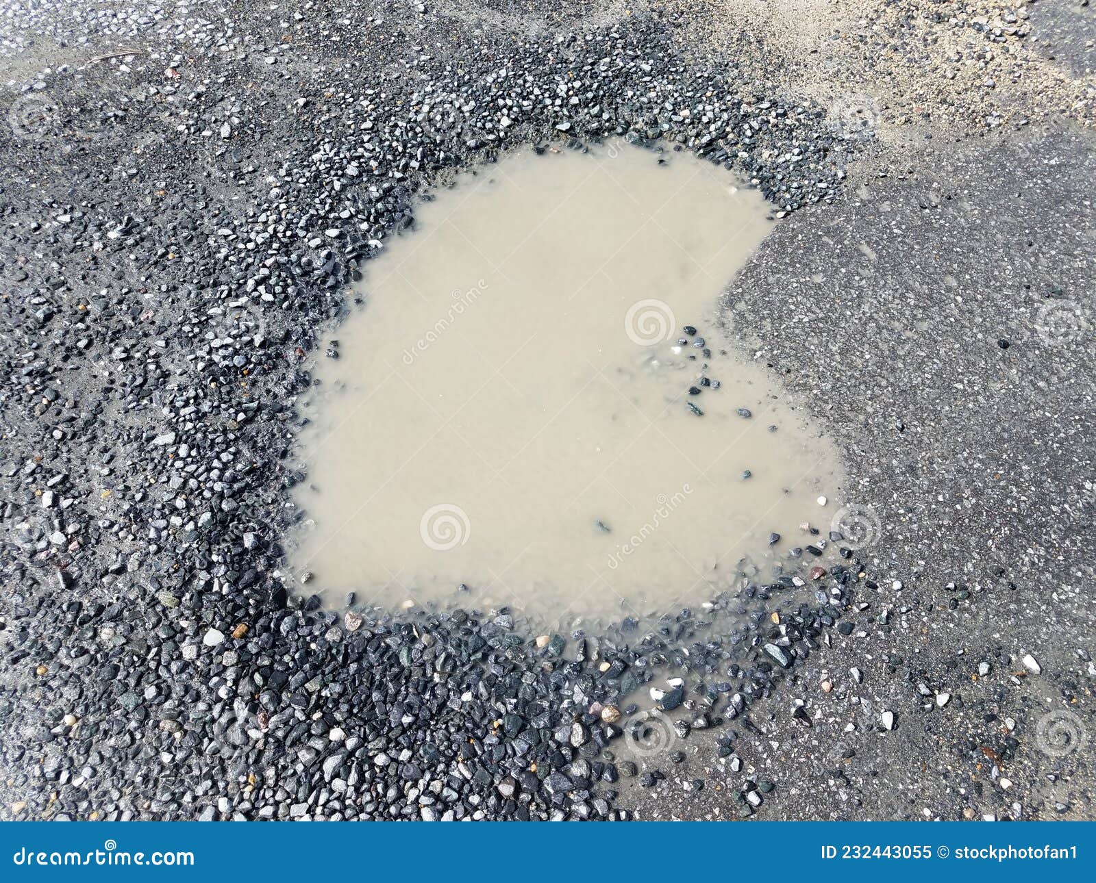 Water Puddle with Mud and Pebbles or Rocks Stock Image - Image of dirty ...