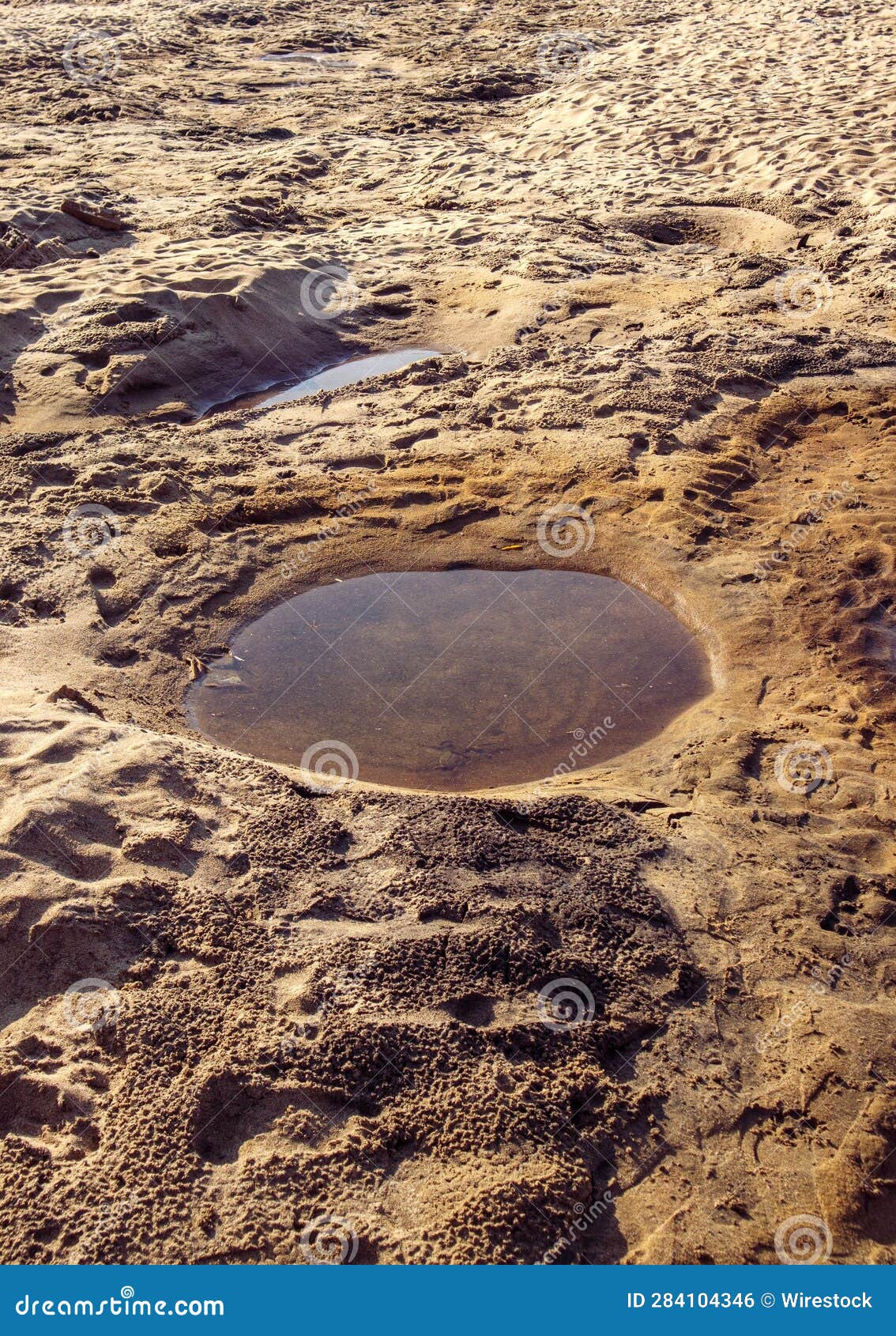 Water Puddle in a Sand Dune River Bank Stock Photo - Image of desert ...