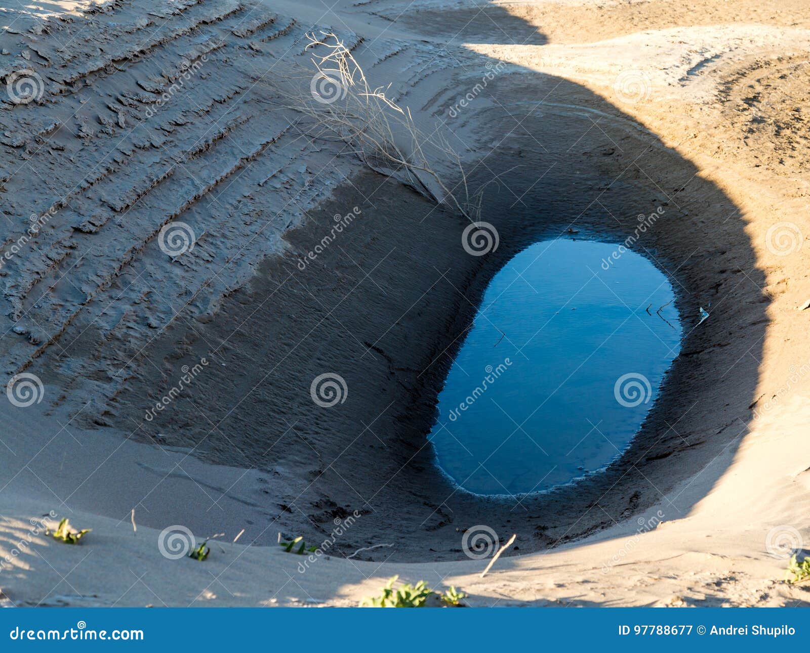 Water in Puddles on the Sand in the Desert Stock Image - Image of road ...