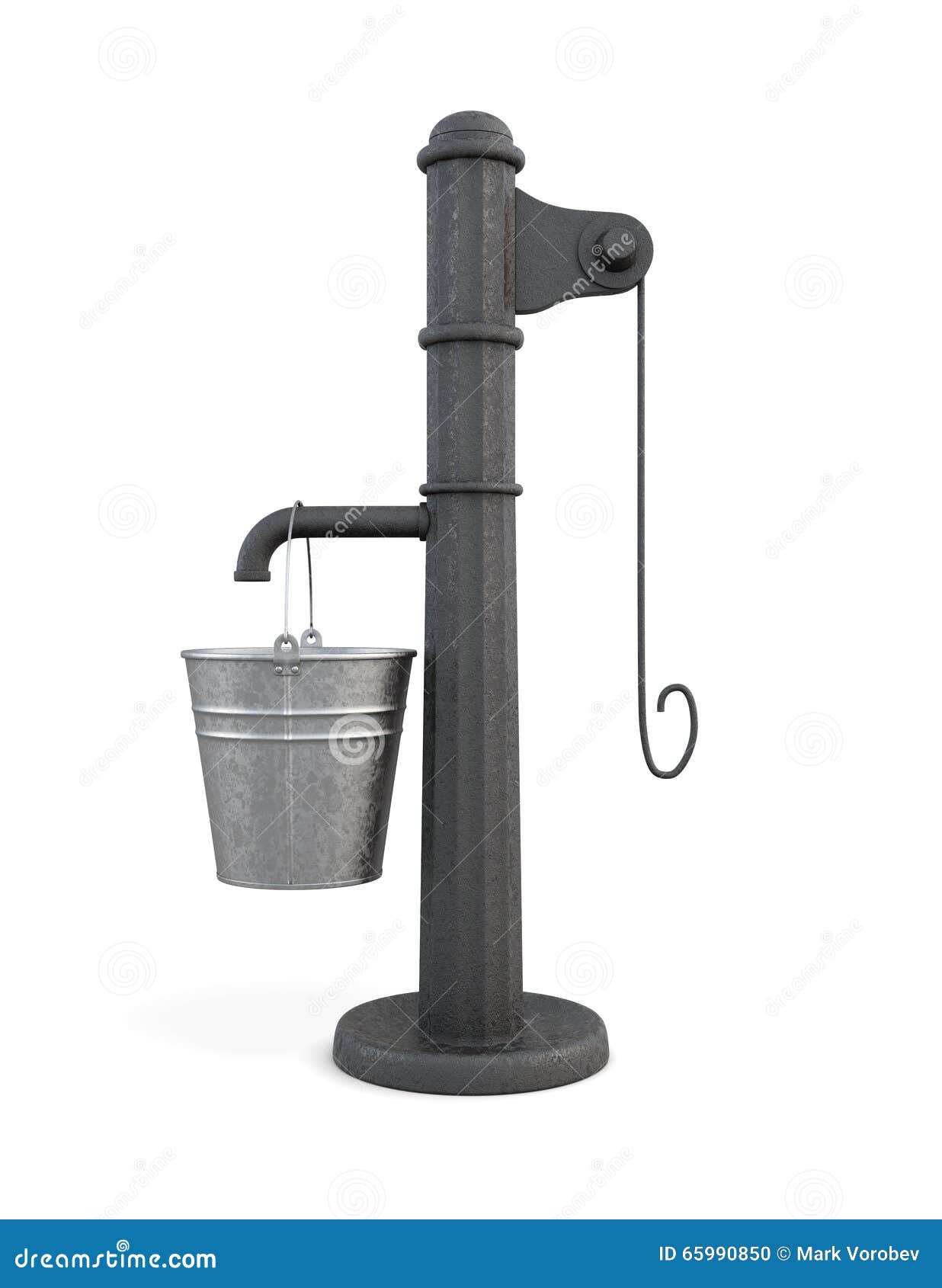 Water Pump with Bucket on a White Background. 3d Rendering Stock ...