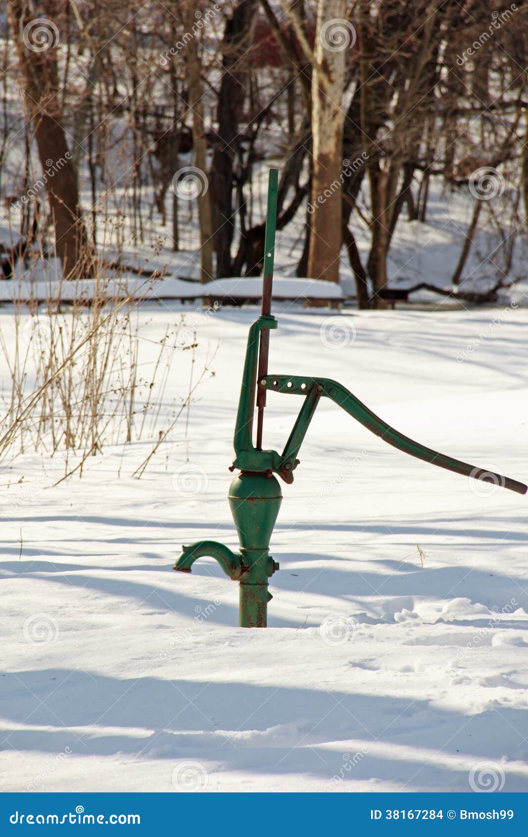 Water pump covered in snow stock photo. Image of winter - 38167284